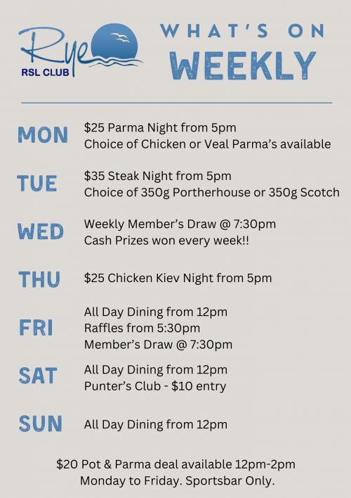 What's On - Rye District RSL Club Inc.